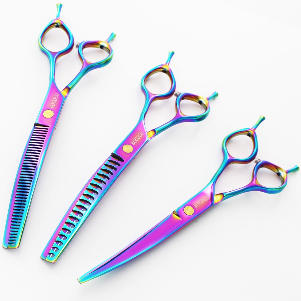 7.0 inch colored pet scissors, curved scissors, curved teeth, curved ...