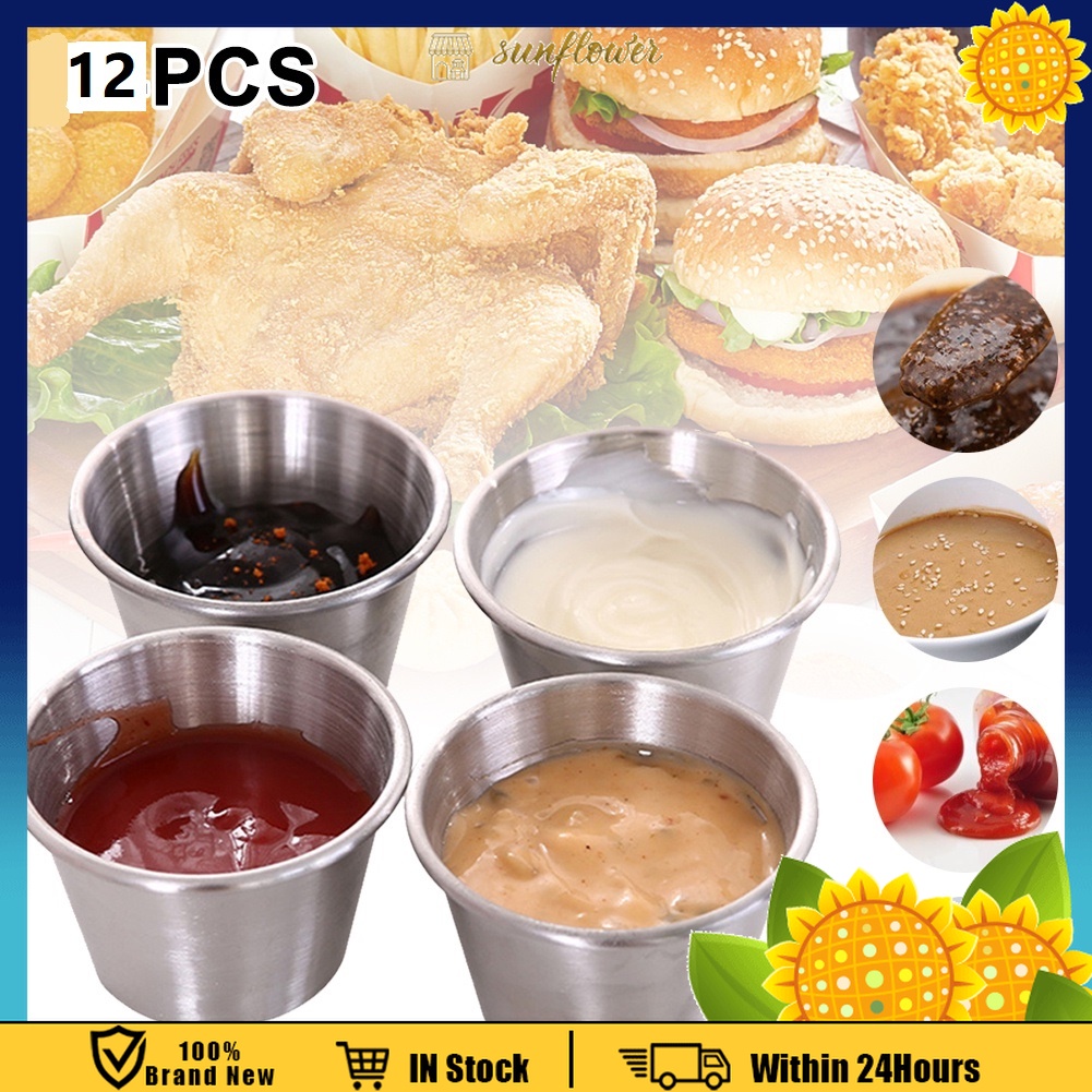 12PCS/SET Stainless Steel Condiment Sauce Cups Ramekin Condiment Cups ...