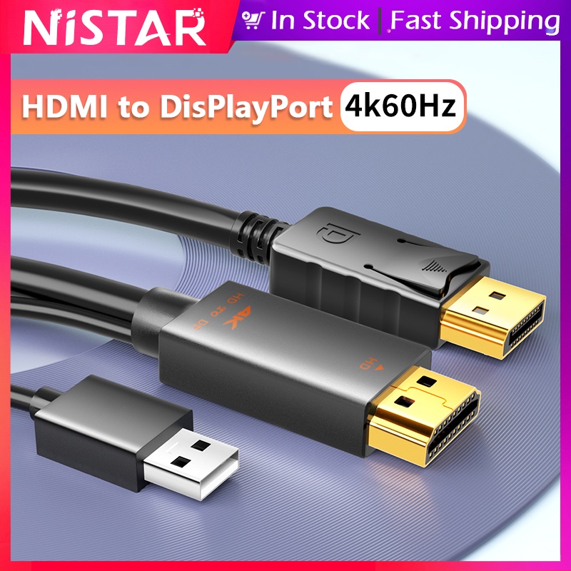 HDMI to DisplayPort Adapter Cable 4K@60Hz, Male HDMI to DP Video ...