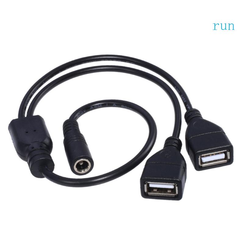 run DC 5 5X2 1mm Female to 2 USB Female DC Power Extension Adapter ...