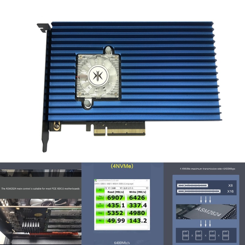 R* PCIe to M 2 NVME SSD 4 Disk Soft Raid Array Expansion Card 64Gbps ...