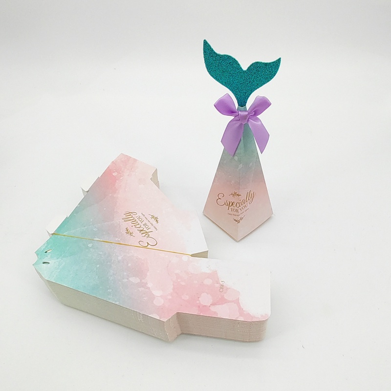 1pcs Mermaid Tail Paper Candy Box Gift Bag Popcorn Box Kids Little ...