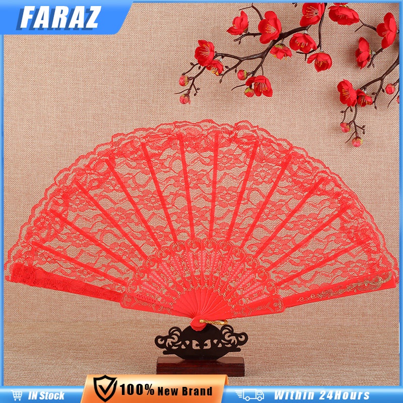Chinese Style Luxury Lace Folding Fan Double Layer Fans for Wedding ...