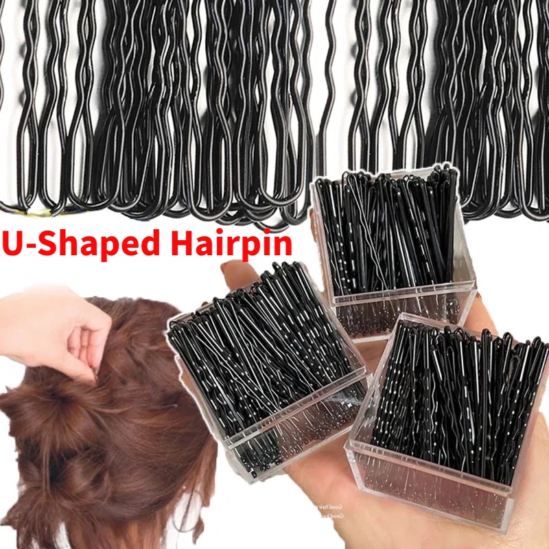 6cm Black U Shaped Hairpins/Women Invisible Hair Grips/Curly Wavy Bobby ...