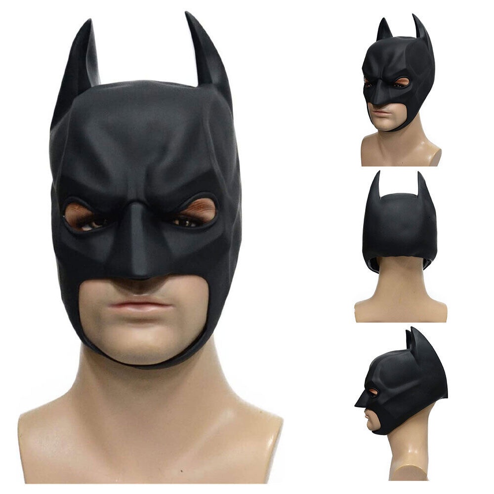 Batman Full Mask With Cowl The Dark Knight Rises Latex Helmet Adult ...