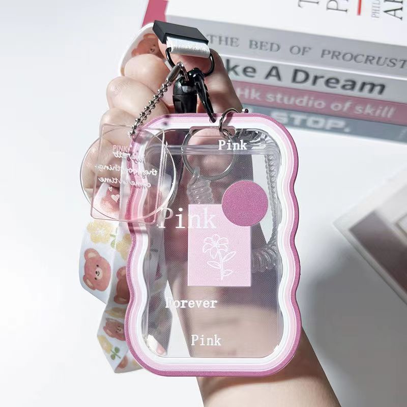Pink Cute Cardholder Soft Silicone Card Holder Keychain Student Id Card ...