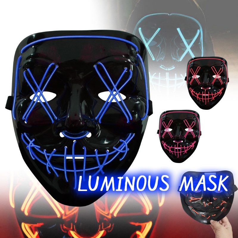 Led Mask Halloween Party Masque Masquerade Masks Neon Mask Horror Mask ...