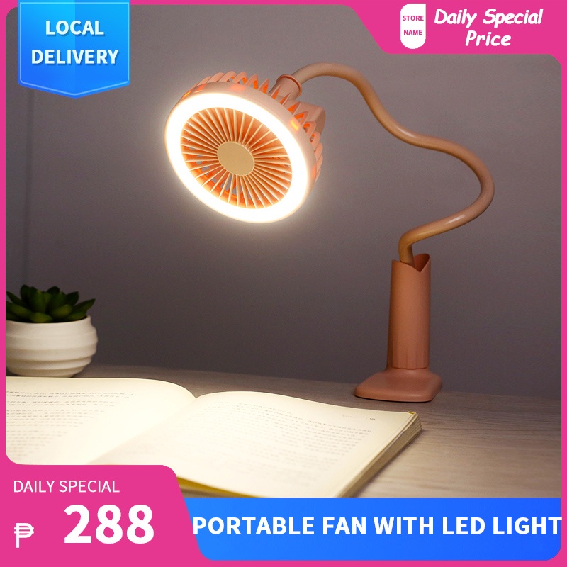 Design Desk Fans Flexible with LED Light 2 Speed Adjustable Cooler Mini ...
