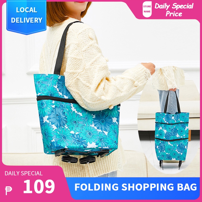 Fashion Shopping Bags Pull Cart Creative Foldable Trolley Bag Reusable ...