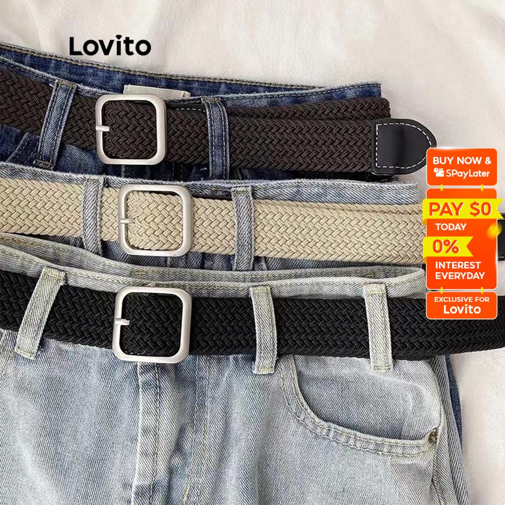 Lovito Casual Plain Braided Belts Fashion Woven Stretch Belts for Men ...