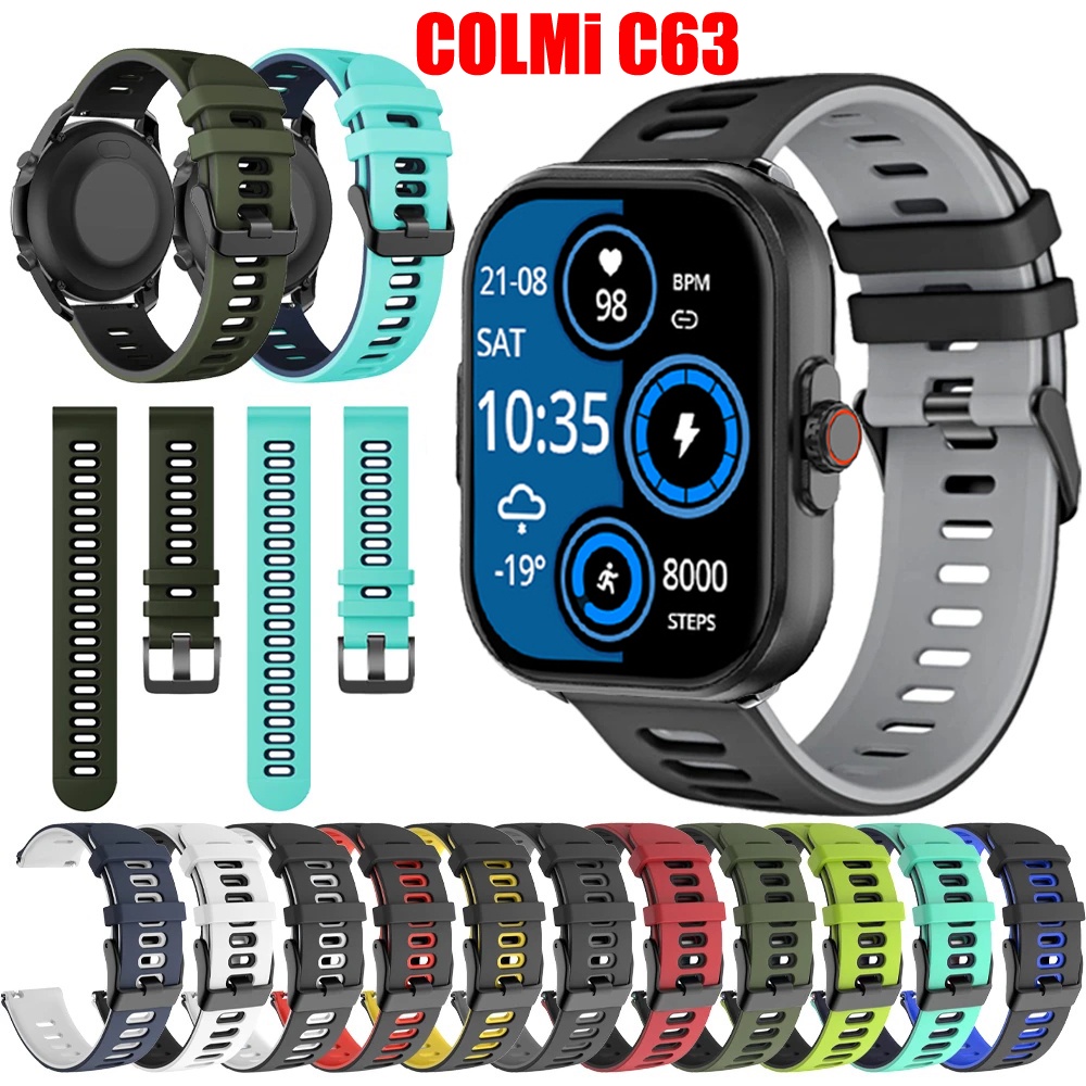 Sports Rubber Strap for COLMi C63 C81 Swim Silicone Soft Watchband 20mm ...