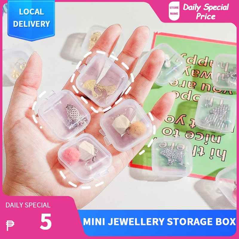 Mini Square Storage Boxes Jewelry Container Transparent Plastic Portable Small Objects Case ...