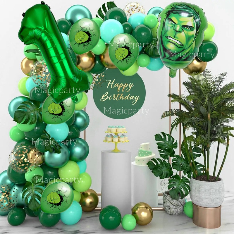 68pcs/set The Hulk Balloon The Avengers Theme Garland Arch 0-9th Number ...