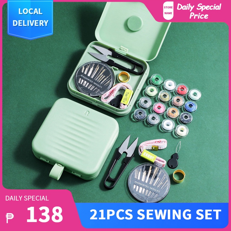 Magnetic Sewing Box 21Pcs Set DIY Hand Embroidery Tool Portable Needle ...