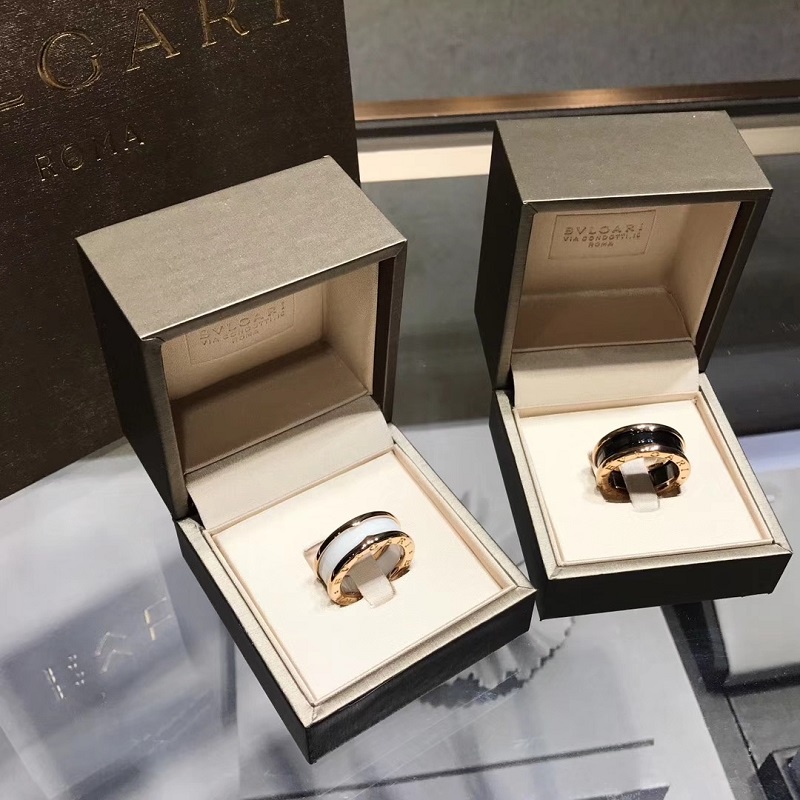100% Original BVL Ring Black and White Ceramic, 18K Rose Gold Plated ...