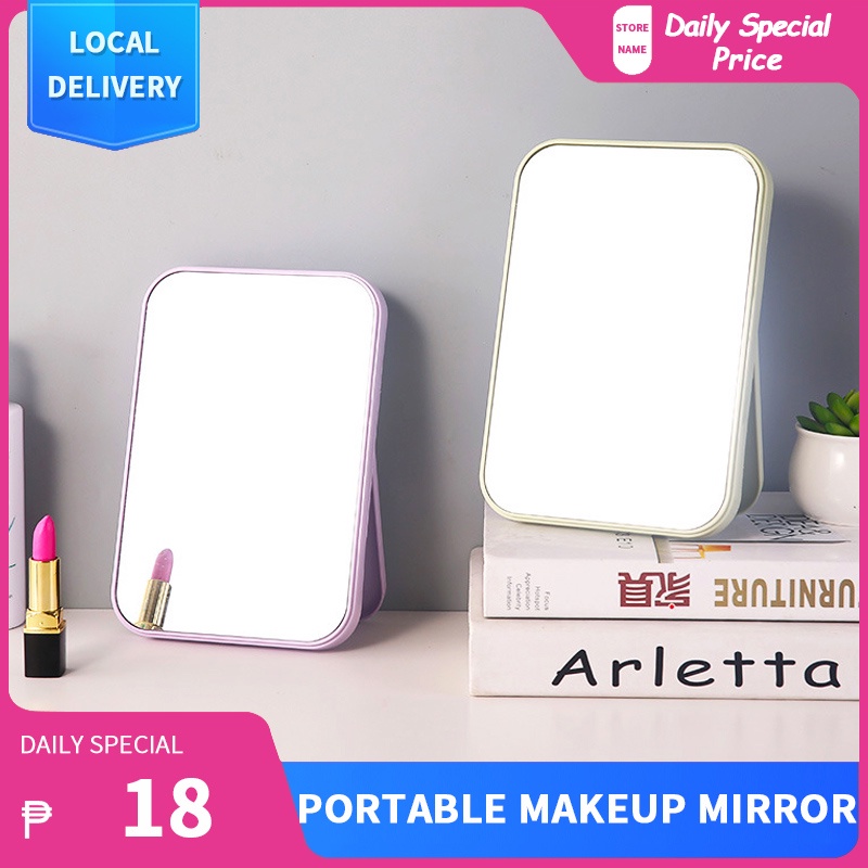 Folding Makeup Mirror with Stand,Desktop Vanity Mirror Portable Cute ...