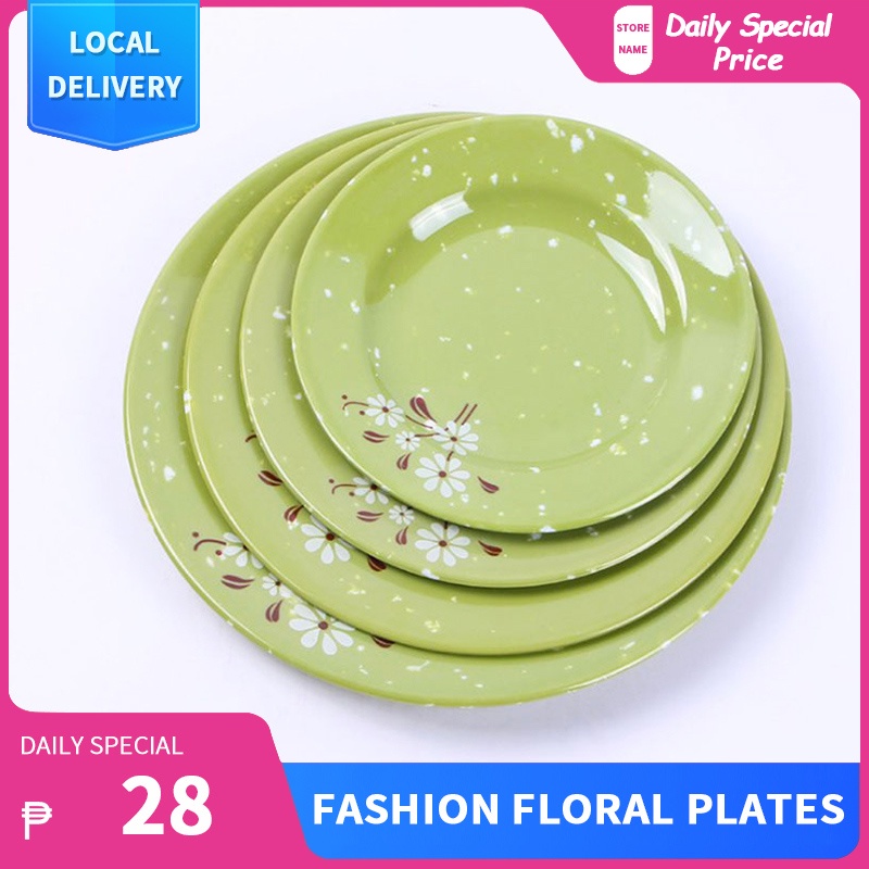 Break-resistant Plates Trendy Floral Dinner Dish Fruit Veggie Salad ...