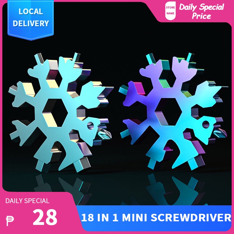 18 In 1 Spanner Screwdriver Stainless Steel Multi-use Tool Snowflake Shape Multifunction Hand ...