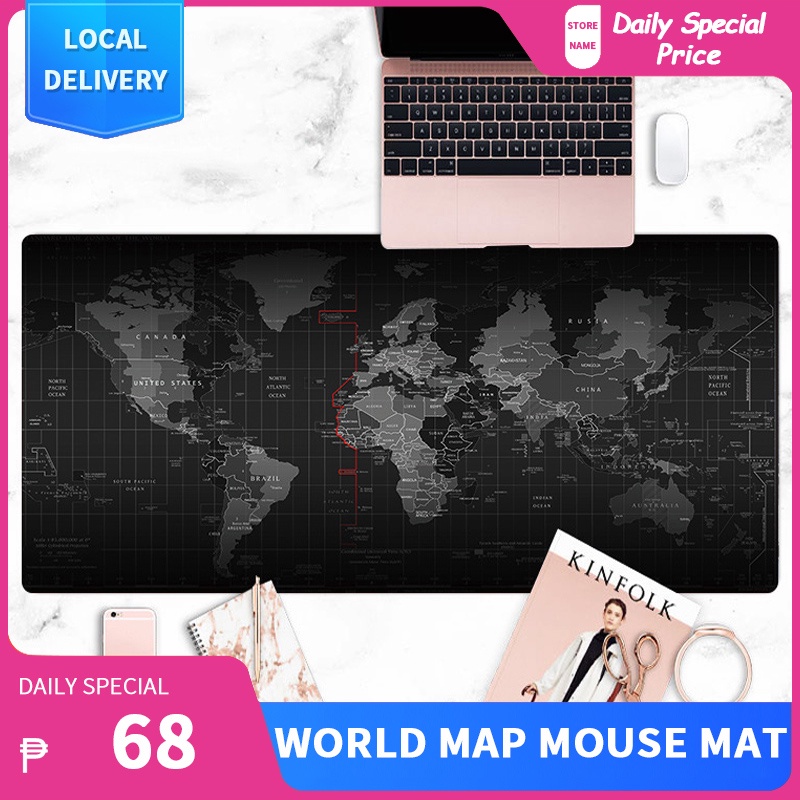(900*400mm)Large Mouse Mat with World Map Pattern Extended Soft Mouse ...