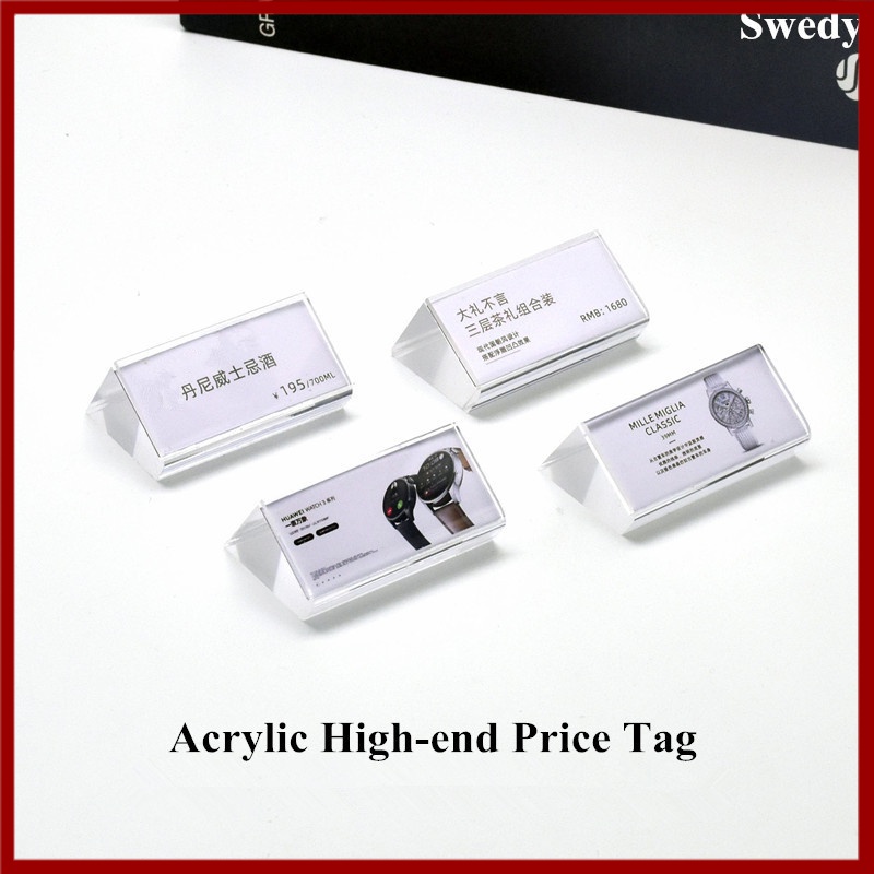 814-50x25mm Mini Slanted Clear Acrylic Price Tag Holder Display Stands ...