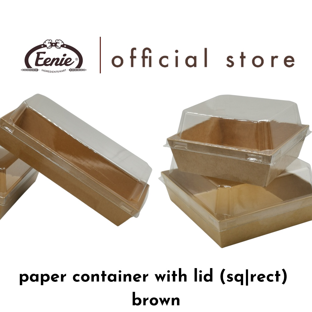 EENIE Kraft White Paper Square Rectangular Cake Box Sandwich Box with ...