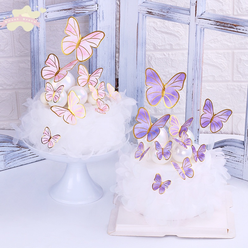 Set Butterfly Cake Topper Baking Cake Decoration Butterfly Cake Plug-in ...