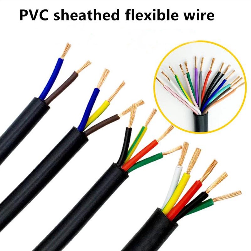1Roll=100meters 0.3/0.5/0.75mm² Copper core RVV 2 core/3 core/ 4 core signal wire/ control wire ...