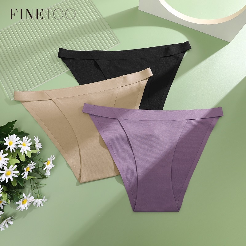 FINETOO Women's Seamless Panty Elastic Band Cotton Bikini Underwear ...