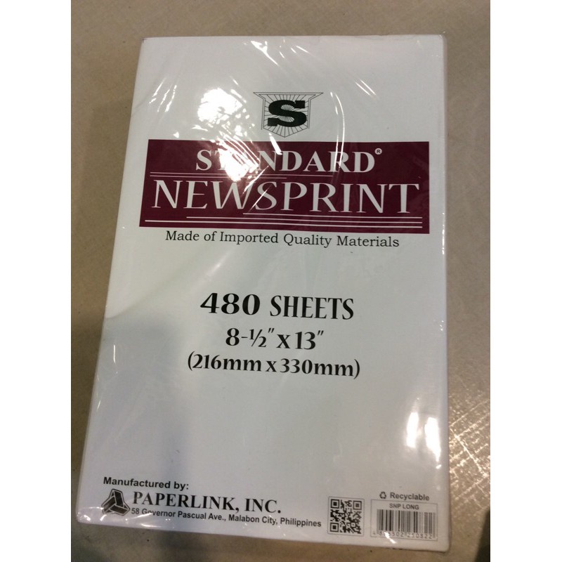 standard newsprint..480 sheet 8-1/2x13 | Shopee Philippines