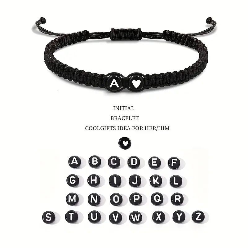 Handmade 26 Letter Rope Bracelet for Women Men Adjustable A-Z Initials Bracelet Party Club ...