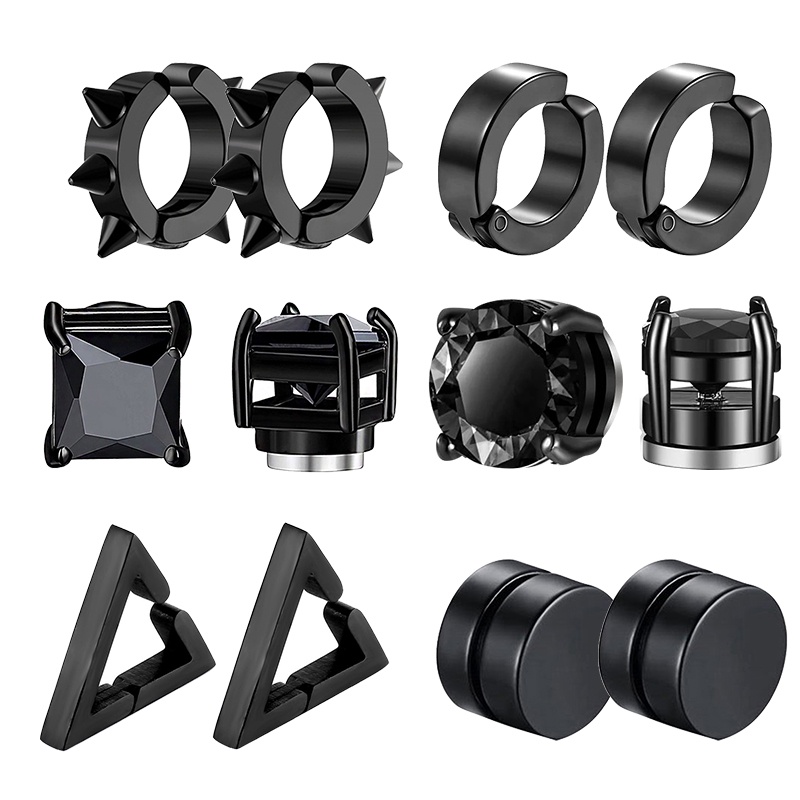 1/6 Pairs Stainless Steel Magnetic Stud Earrings for Men Women Unisex ...