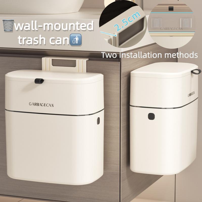 {Ready Stock} 9L Kitchen Hanging Trash Can with Lid Household Sliding ...