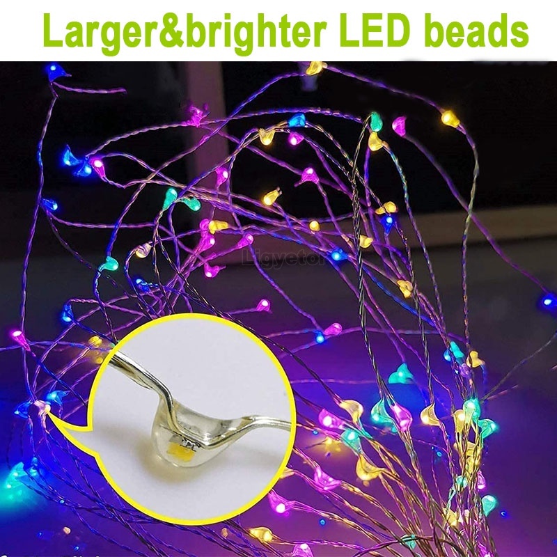 Fireworks Lights Waterproof Outdoor Solar Copper Wires String Starburst ...