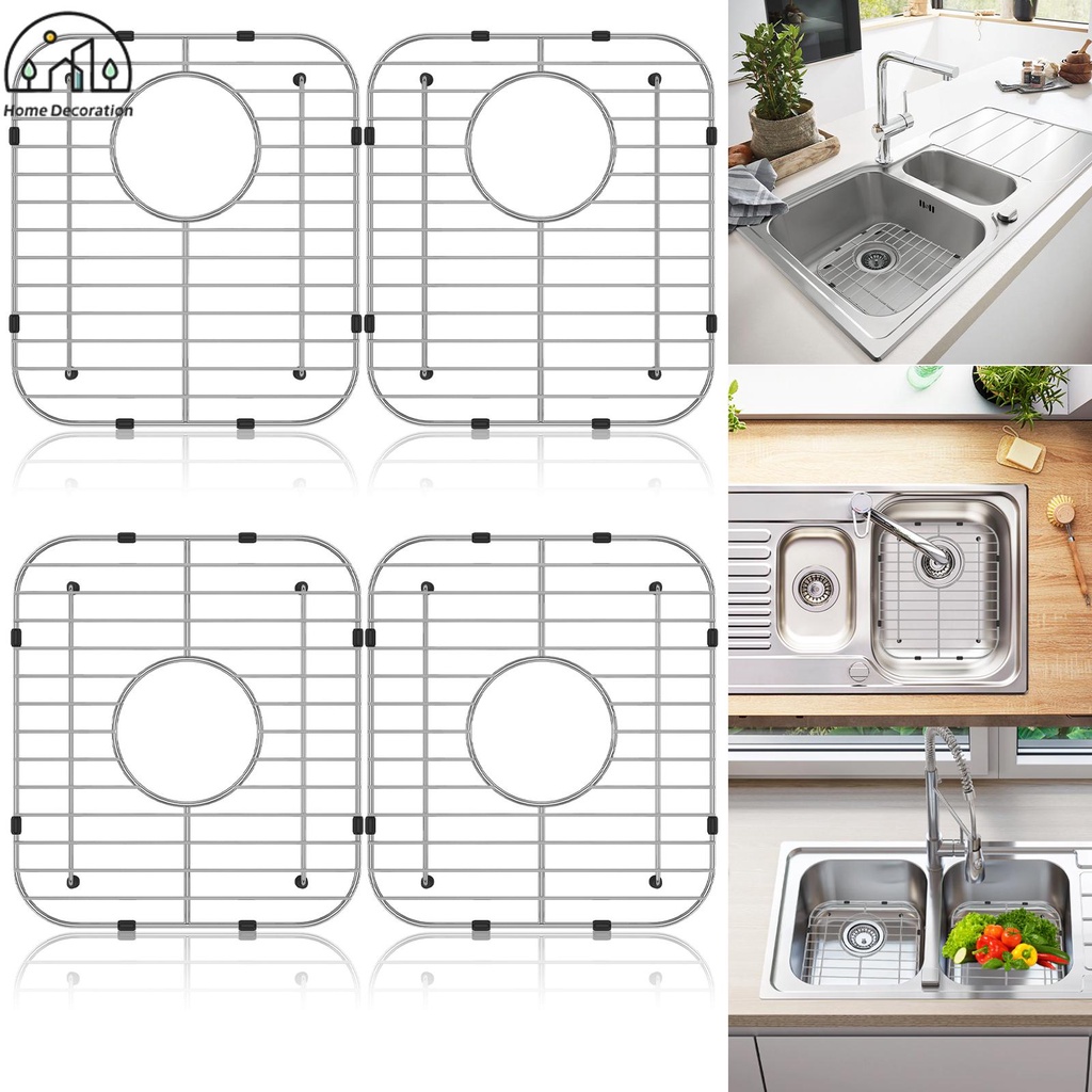 2Pcs Kitchen Sink Grid 304 Stainless Steel Sink Protectors Double Bowl ...