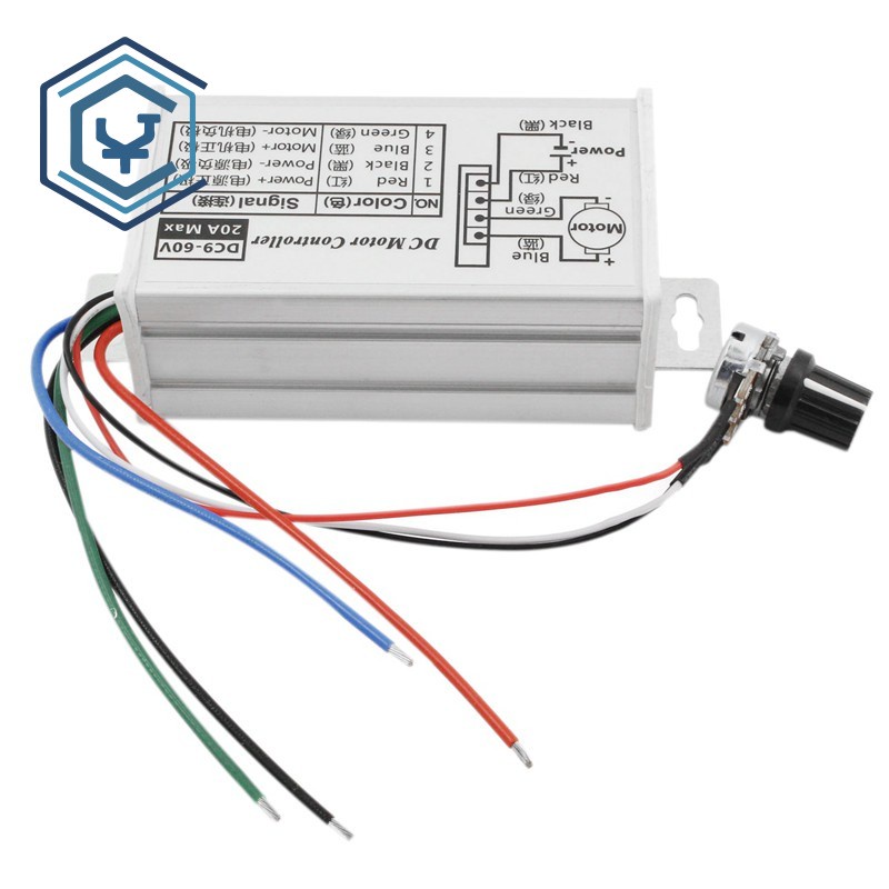 DC 9-60V PWM DC motor speed control controller Stepless 12V 24V 60V MAX 20A pulse width ...