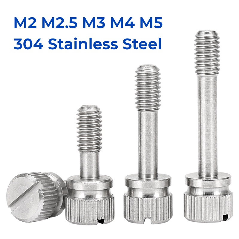 M2 M2.5 M3 M4 M5 GB839 304 Stainless Steel Short Head Slotted Captive Hand Screw Knurled Thumb ...