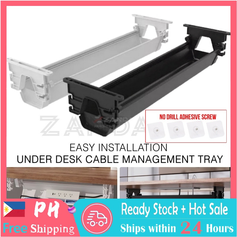 Plastic Under Desk Cable Management Tray Office Desk Cable Channel ...