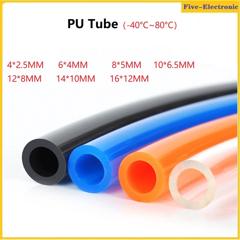 2Meters/1Meter Polyurethane (PU) Hose Tube Pipe (OD x ID) 4x2.5, 6x4, 8x5,10x6.5,12x8mm PU Tube ...