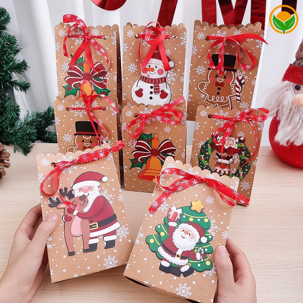 Christmas Series Cartoon Pattern Paper Bag With Ribbon / Chocolate ...