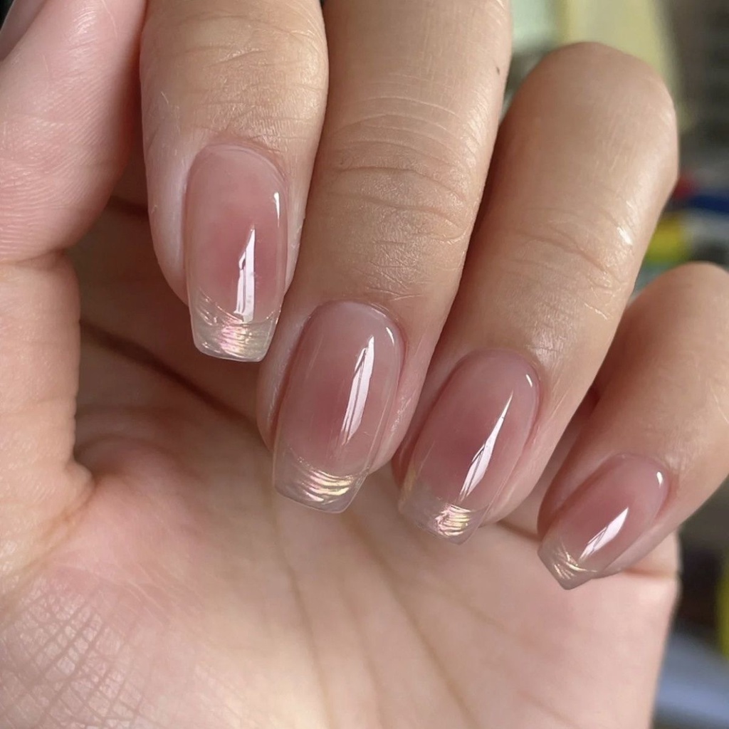 [HANDMADE]Artificial Nail Aurora French Milk Tea Wrinkled Autumn Blush ...