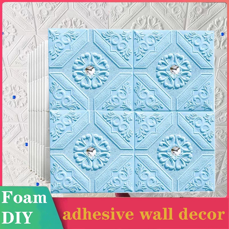 Wallpaper Adhesive Wall Decor 3D Foam Dinding Ceiling Wall Stickers ...