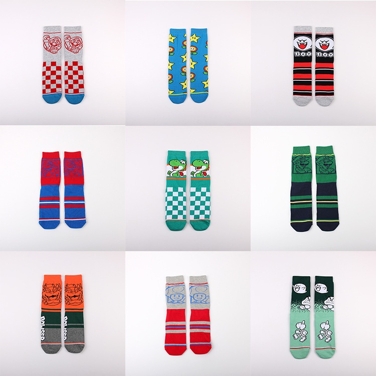 Super Mario Bros Cartoon Socks Anime Figure Yoshi Luigi Bowser Mid-tube ...