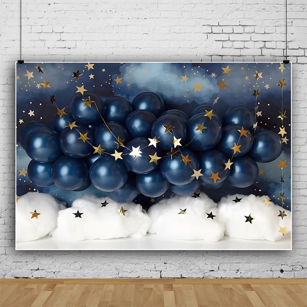 Photography Background Boys 1st Birthday Party Blue Sky Clouds Hot Air ...