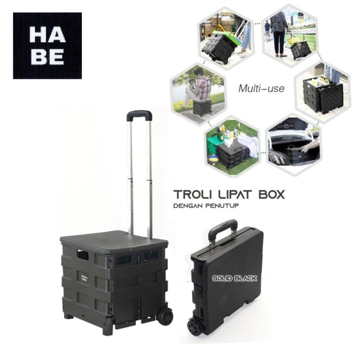 Habe Folding Trolley Box Basket Lid Aluminum ABS Foldable Trolley ...