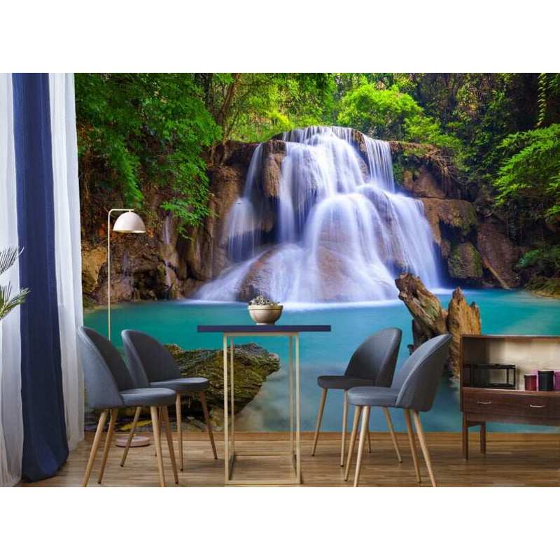 Custom Waterfall Forest WALL MURAL, Jungle Wallpaper Mural, Large Photo ...