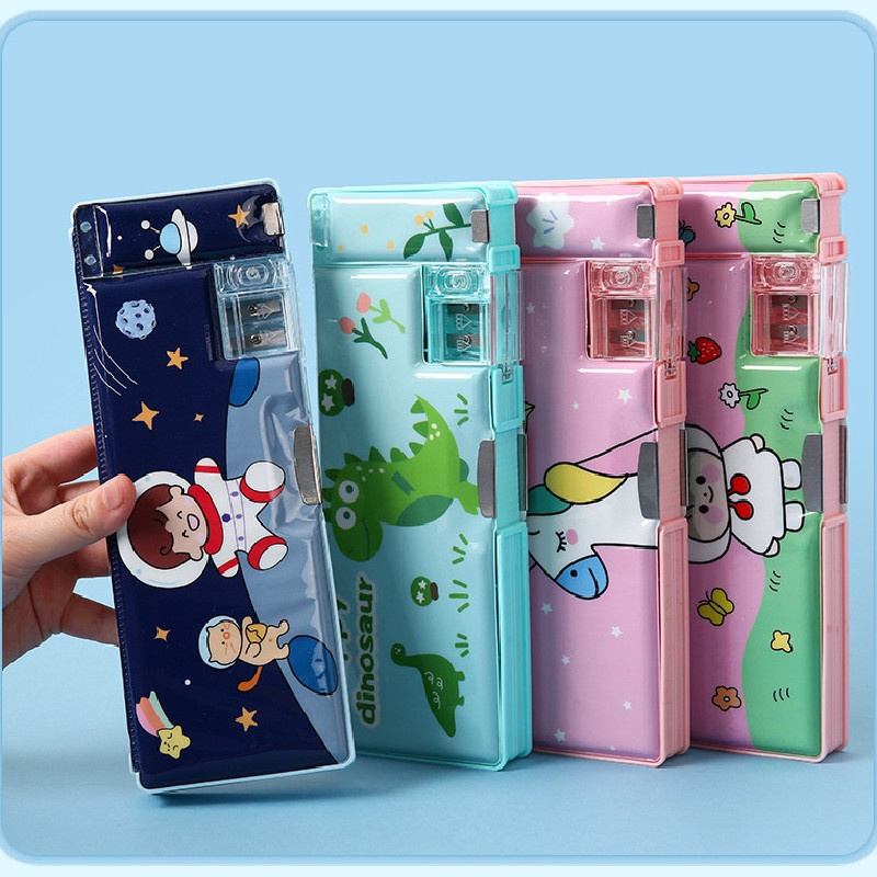 Pencil Cases with Pencil Sharpener Plastic Unicorn Pencil Box School ...