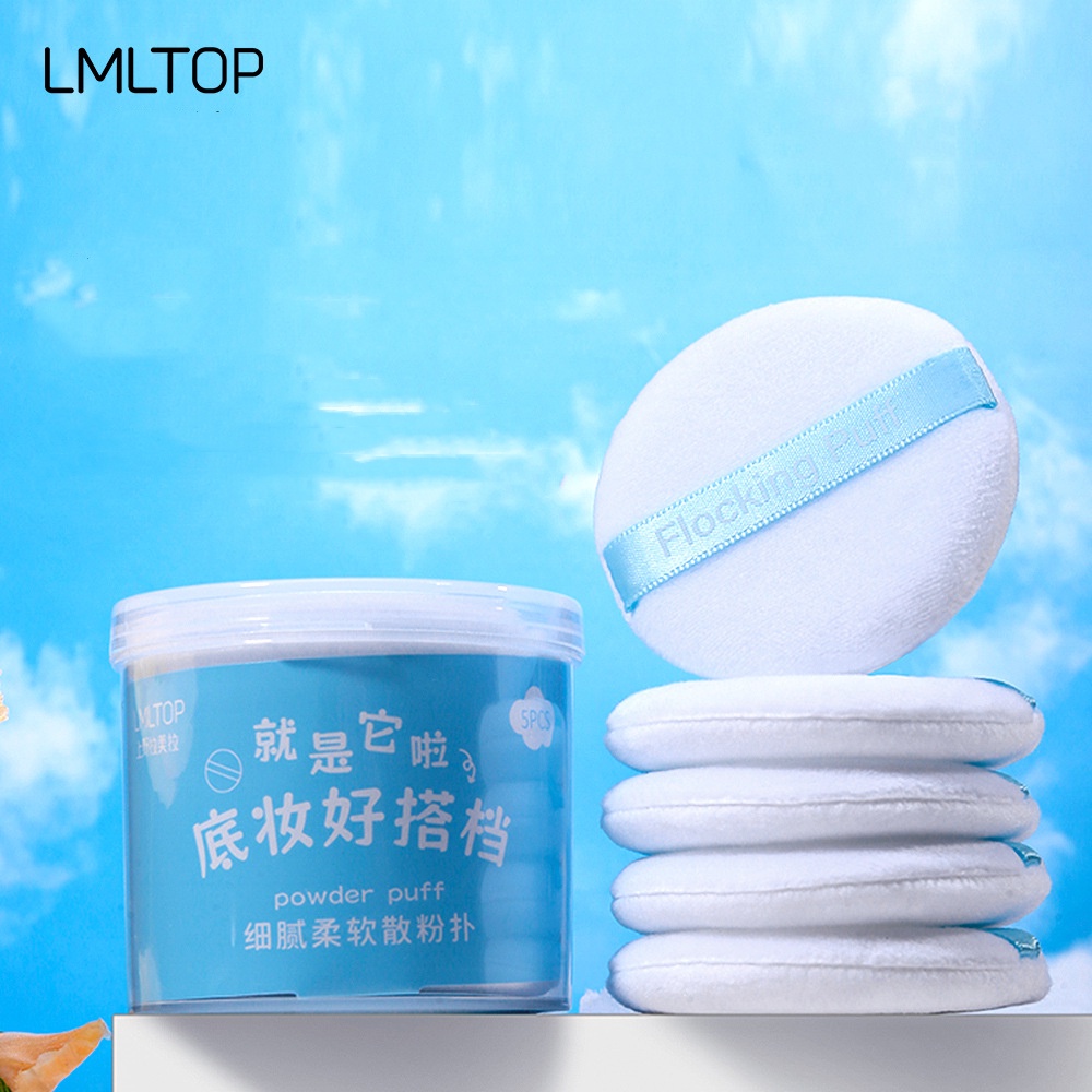 Lameila Loose Powder Makeup Soft Double-Sided Flocking Puff 5Pcs/Box ...