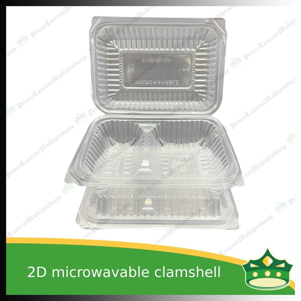 [50 pcs] 2 division plastic pp microwavable clamshell for food catering ...