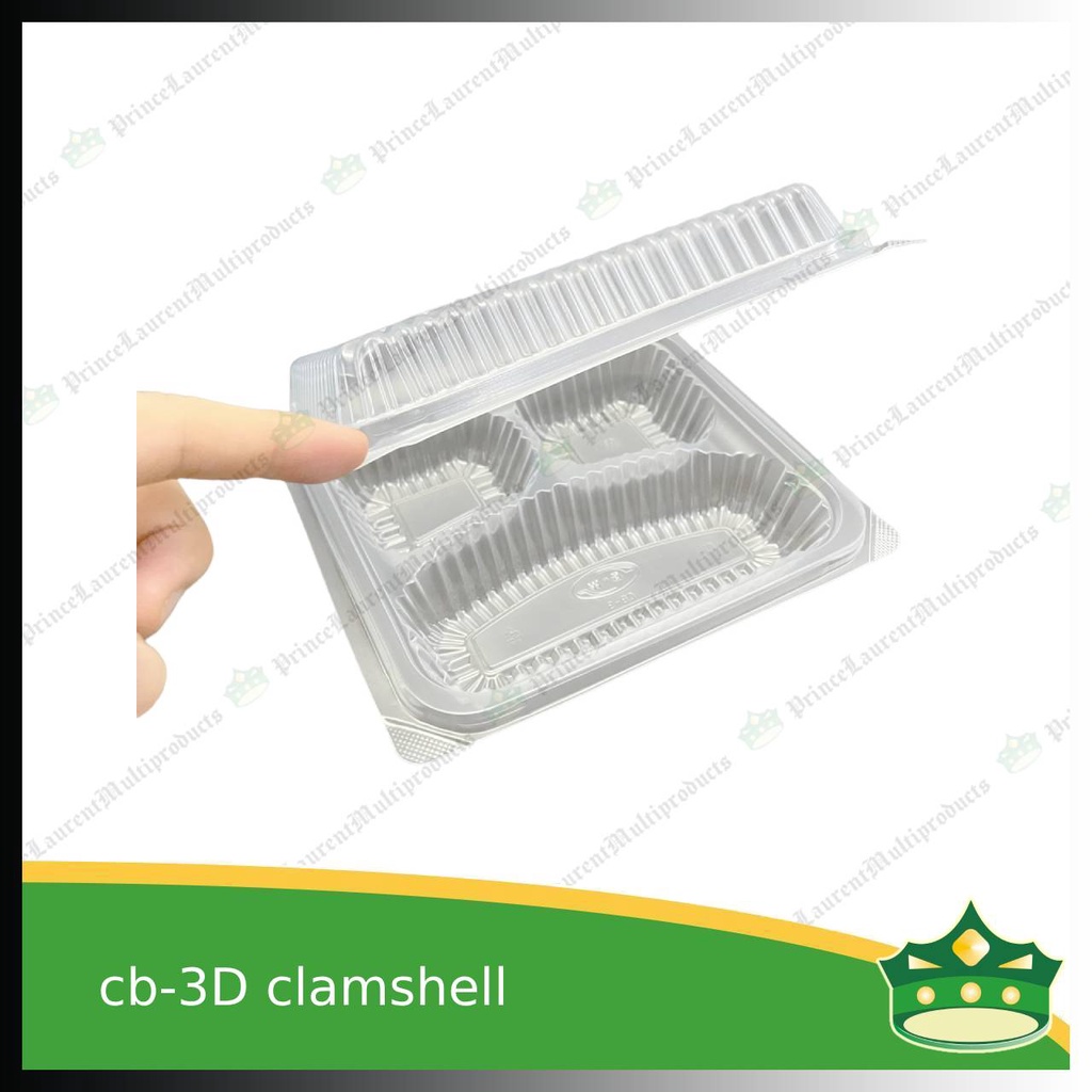 [50 pcs] 3 division plastic pp microwavable clamshell for food catering ...