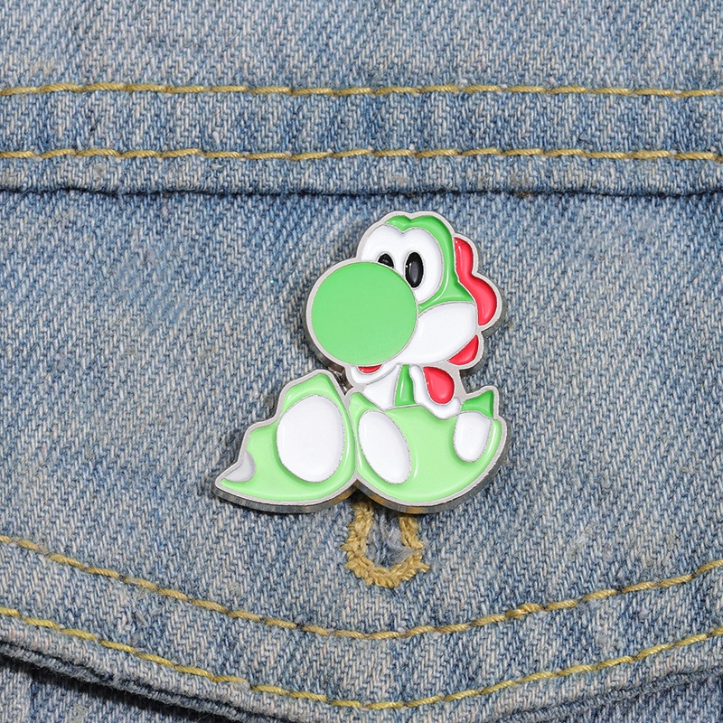 Anime Game Super Mario Cartoon Brooch Dinosaur Mount Yoshi Yoshi Enamel ...